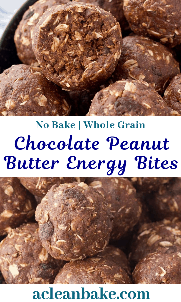 Chocolate Peanut Butter Energy Bites (gluten free, vegan, & whole grain)