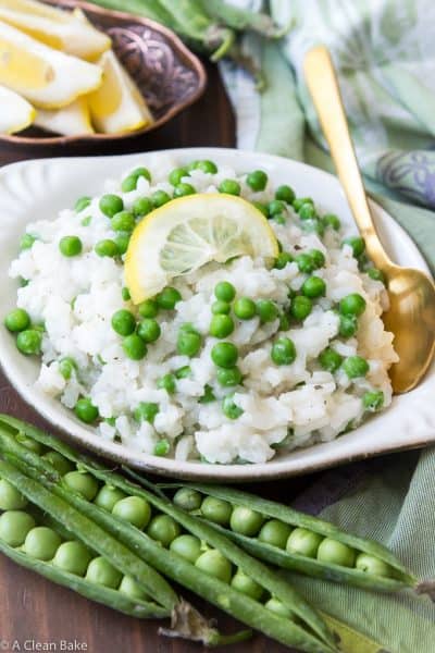 Lemon & Green Pea Risotto (Gluten free and Dairy Free)