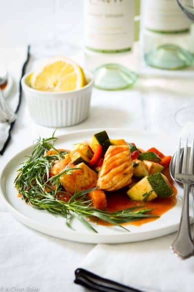 Braised Cod with Summer Vegetables (low carb, gluten free)
