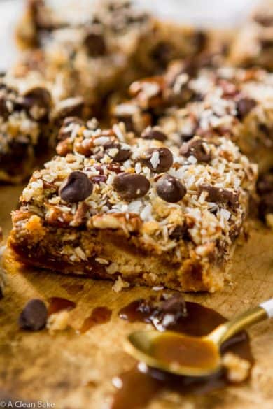 Gluten Free & Paleo Magic Cookie Bars Recipe | A Clean Bake
